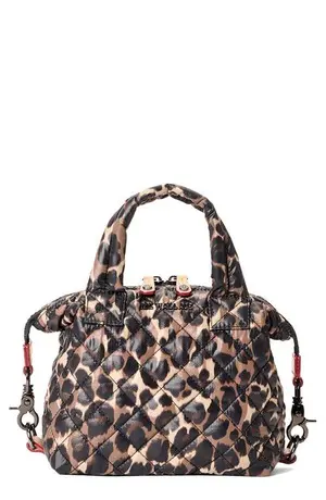 Mz Wallace Micro Sutton Quilted Top Handle Bag Leopard