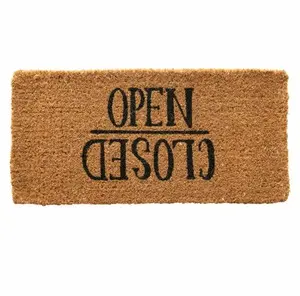 STORIED HOME Open/closed" Coir Doormat - Natural