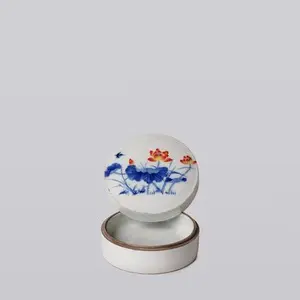 COBALT GUILD Porcelain Lotus Bloom Ink Box - Blue And White