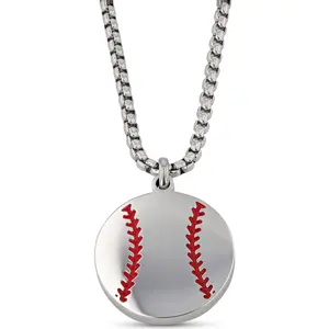 LARSON JEWELERS Stainless Steel Baseball Pendant Necklace - 18in