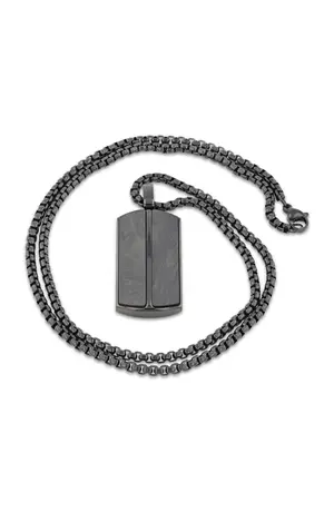 LARSON JEWELERS Stainless Steel Pendant With Carbon Fiber Inlay - Black