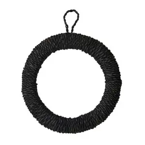 STORIED HOME Unique Round Hand-woven Abaca Rope Trivet With Hanger - Black