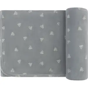 ELY'S & CO. Velour Leaf Pattern Collectionblanket - Blue