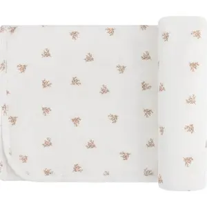 ELY'S & CO. Velour Leaf Pattern Collectionblanket - Ivory/boy
