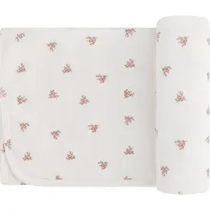 ELY'S & CO. Velour Leaf Pattern Collectionblanket - Ivory/girl