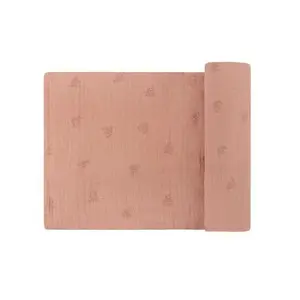 ELY'S & CO. Velour Leaf Pattern Collectionmuslin Swaddle - Pink