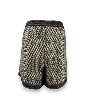 MONZLAPUR Embossed Botanical Crepe Shorts - Forest Plum