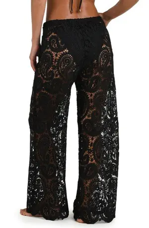 L'Agence Geraldine Lace Wide-leg Cover-up Pants - Black