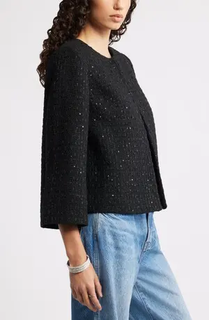 Nordstrom Collarless Bouclé Jacket