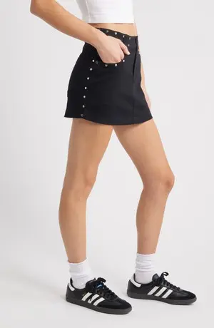 Bp. Studded Stretch-denim Miniskirt