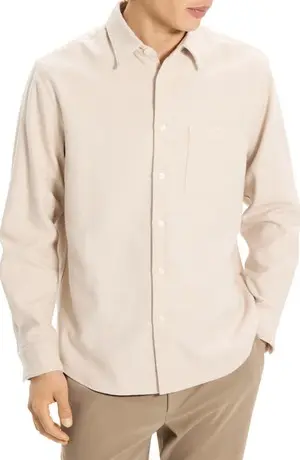 Theory Weekend Brushed Cotton Twill Button-up Shirt - Alabaster Multi