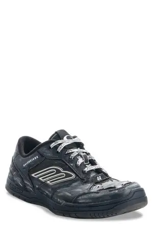 Balenciaga Hamptons Leather Sneakers - Black