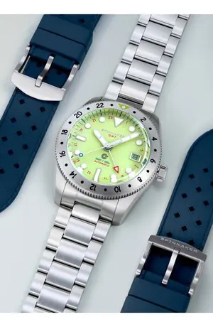 SPINNAKER Croft Gmt Automatic Bracelet & Rubber Strap Watch - Green