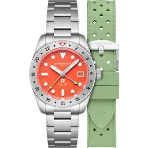 SPINNAKER Croft Gmt Automatic Bracelet & Rubber Strap Watch - Red