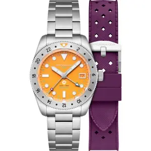 SPINNAKER Croft Gmt Automatic Bracelet & Rubber Strap Watch - Yellow