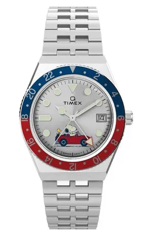 TIMEX® X Peanuts® Q Gmt Bracelet Watch - Stainless Steel