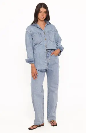 PETAL & PUP Anicia Oversized Denim Shirt - Light