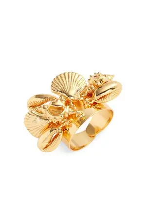 Nest Jewelry Tiny Shells Charm Adjustable Ring - Gold