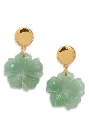 Nest Jewelry Aventurine Flower Drop Earrings - Green