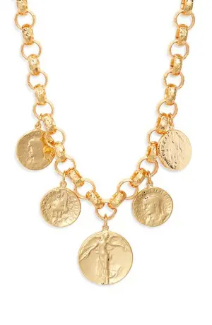 Nest Jewelry Coin Drop Rolo Chain Necklace - Gold