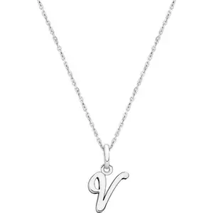 TINY BLESSINGS Sterling Silver Initial Necklace - Silver - V