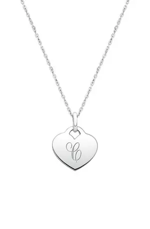 TINY BLESSINGS Sterling Silver Heart & Engraved Initial Necklace - Silver - C