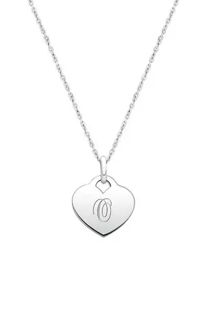 TINY BLESSINGS Sterling Silver Heart & Engraved Initial Necklace - Silver - O