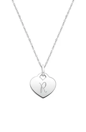 TINY BLESSINGS Sterling Silver Heart & Engraved Initial Necklace - Silver - R