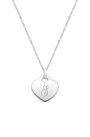 TINY BLESSINGS Sterling Silver Heart & Engraved Initial Necklace - Silver - S