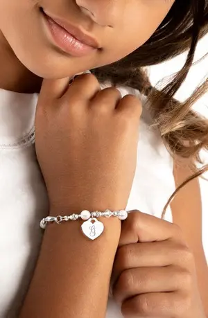 TINY BLESSINGS Sterling Silver Bracelet With Crystals, Pearls, And Engraved Initial - Silver - G