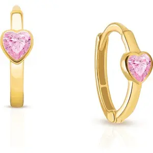 TINY BLESSINGS 14k Gold Heart Huggie Hoop Earrings - 14k Yellow Gold