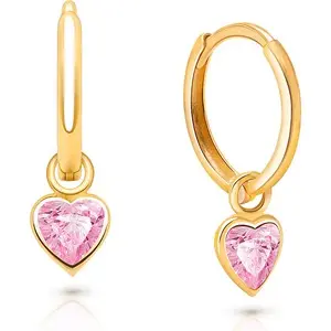 TINY BLESSINGS 14k Gold Heart Huggie Hoop Earrings - 14k Yellow Gold