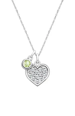 TINY BLESSINGS Sterling Silver Heart Birthstone Necklace - August