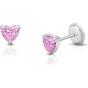 TINY BLESSINGS 14k Gold Heart Stud Earrings - 14k White Gold