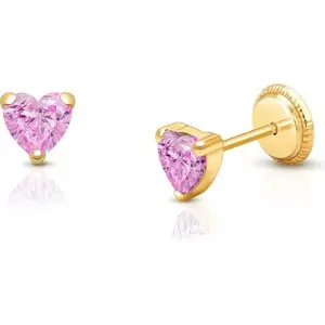 TINY BLESSINGS 14k Gold Heart Stud Earrings - 14k Yellow Gold