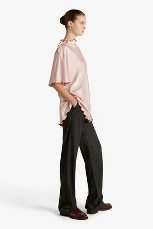 Marina Moscone Wool Pinstripe Tailored Trousers