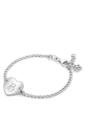 TINY BLESSINGS Sterling Silver Heart Id Bracelet With Engraved Initial - Silver - B