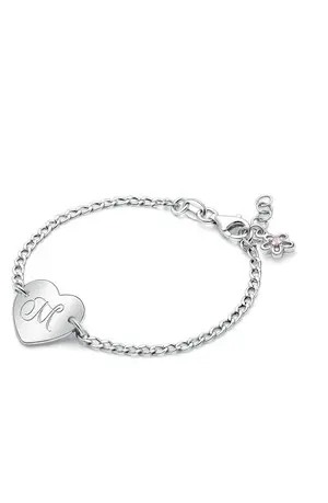 TINY BLESSINGS Sterling Silver Heart Id Bracelet With Engraved Initial - Silver - M