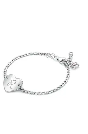 TINY BLESSINGS Sterling Silver Heart ID Bracelet With Engraved Initial Silver - R