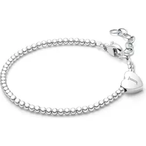 TINY BLESSINGS Sterling Silver Dainty Heart & Engraved Initial Bracelet Silver - J