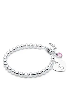 TINY BLESSINGS Sterling Silver Beaded Bracelet With Engraved Initial Charm - Silver - G