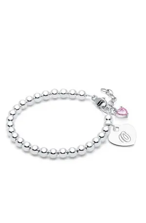 TINY BLESSINGS Sterling Silver Beaded Bracelet With Engraved Initial Charm - Silver - O