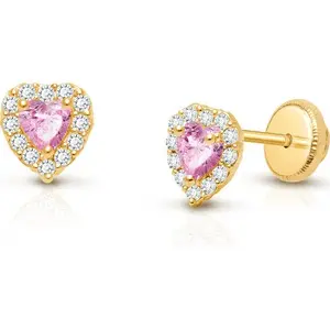 TINY BLESSINGS 14k Gold Heart Stud Earrings - 14k Yellow Gold