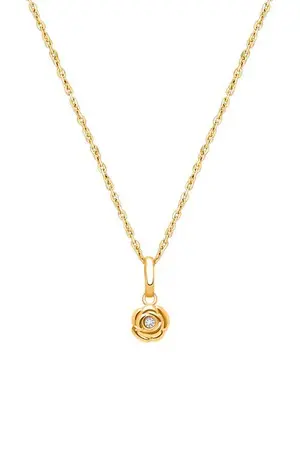 TINY BLESSINGS 14k Gold Rose Necklace With Cz Center