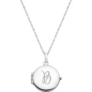 TINY BLESSINGS Sterling Silver Round Locket & Engraved Initial Necklace - Silver - B