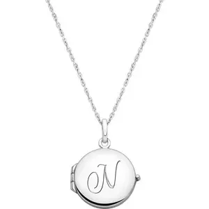 TINY BLESSINGS Sterling Silver Round Locket & Engraved Initial Necklace - Silver - N
