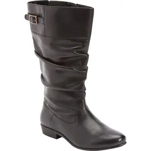COMFORTVIEW The Monica Wide Calf Leather Boot - Black