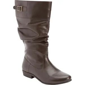 COMFORTVIEW The Monica Wide Calf Leather Boot - Brown