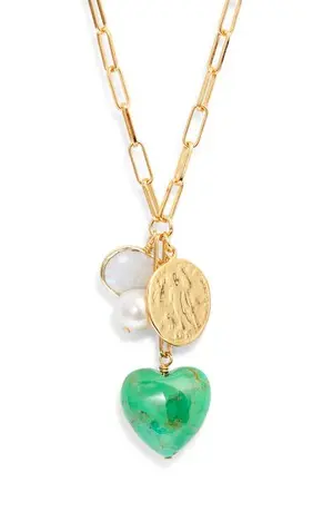 Nest Jewelry Heart Charm Necklace - Green