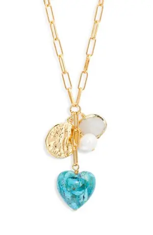 Nest Jewelry Heart Charm Necklace - Turquoise